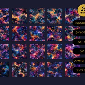 Nebulae Seamless Digital Paper, Galaxy Nebula and Star Background, 20 ...