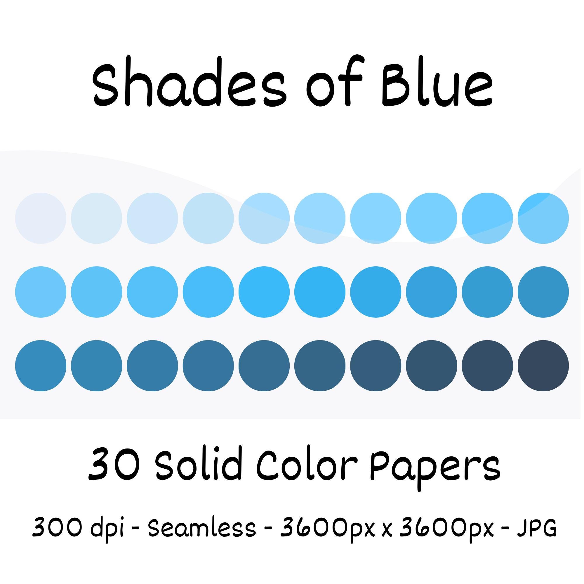 Shades of Blue Solid Color Digital Paper Pack, Solid Background, Base ...