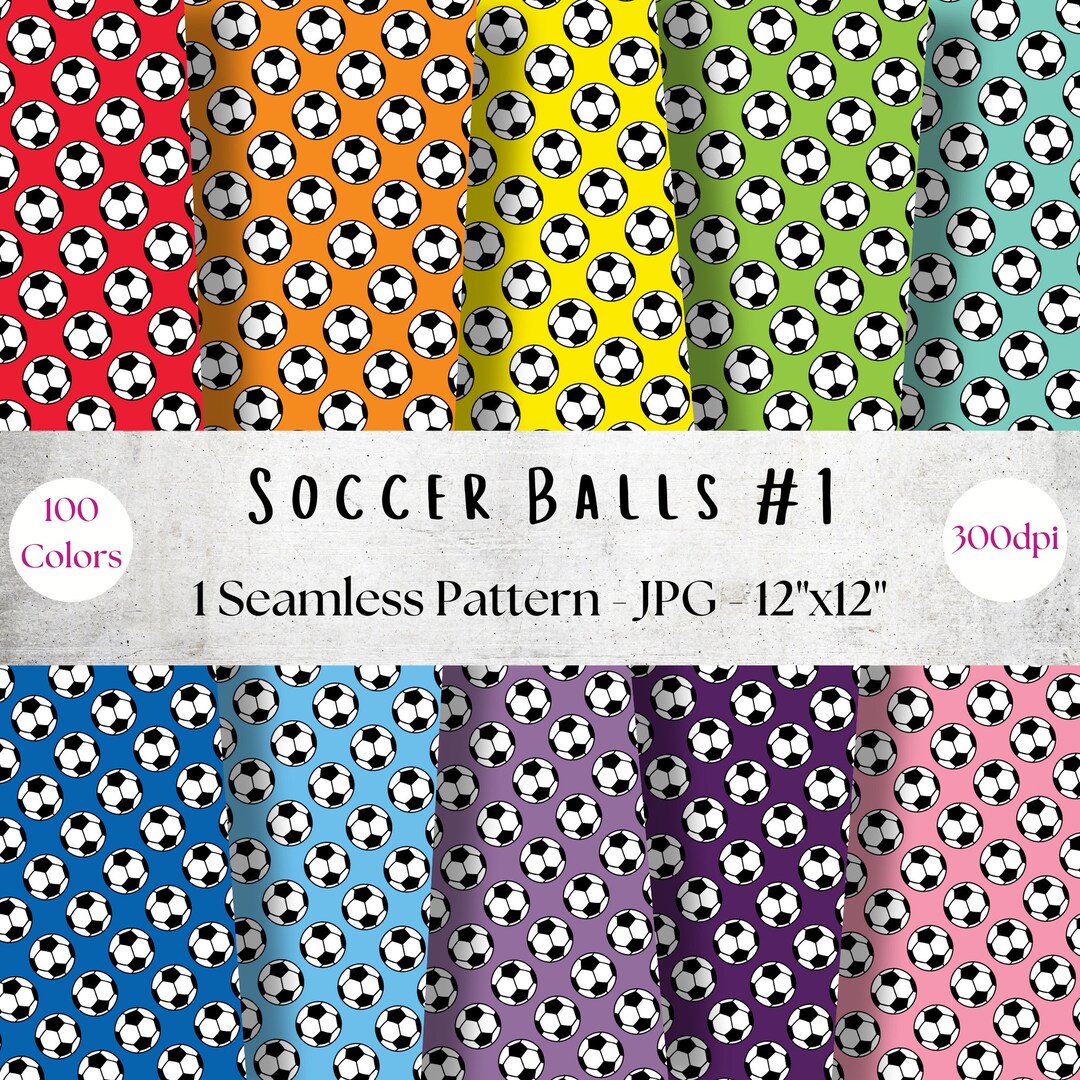 100 Seamless Big Soccer Ball Papers, 100 Colors, 12" X 12", 300 DPI ...