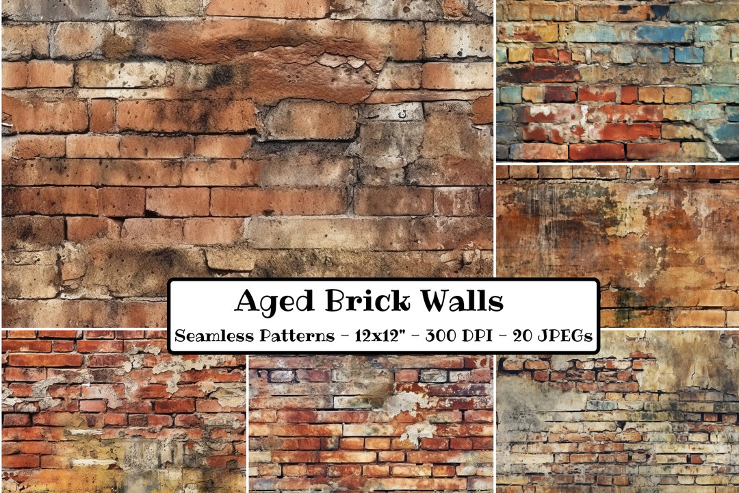 Aged Brick Wall Background, Digital Paper, Distressed Textures, Old ...