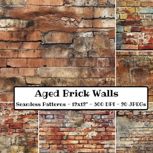 Aged Brick Wall Background, Digital Paper, Distressed Textures, Old ...