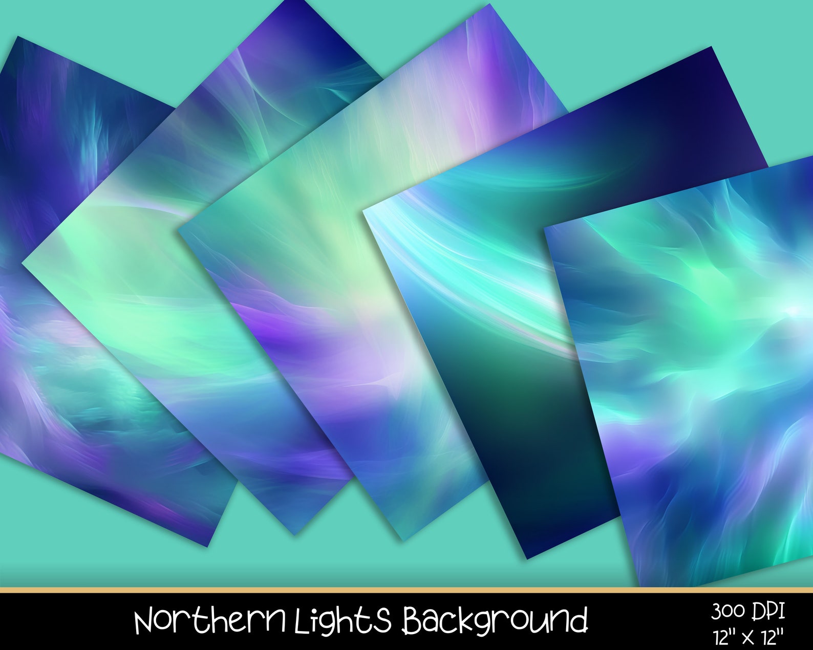 Northern Lights Digital Paper, Northern Lights Backgrounds, Aurora ...