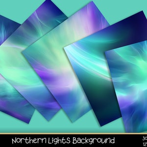 Northern Lights Digital Paper, Northern Lights Backgrounds, Aurora ...