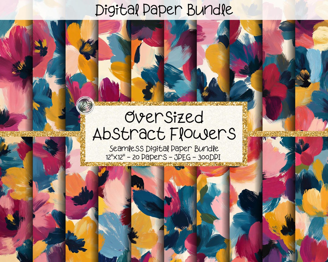 Abstract Flowers Digital Paper Pack, Seamless Floral Backgrounds ...