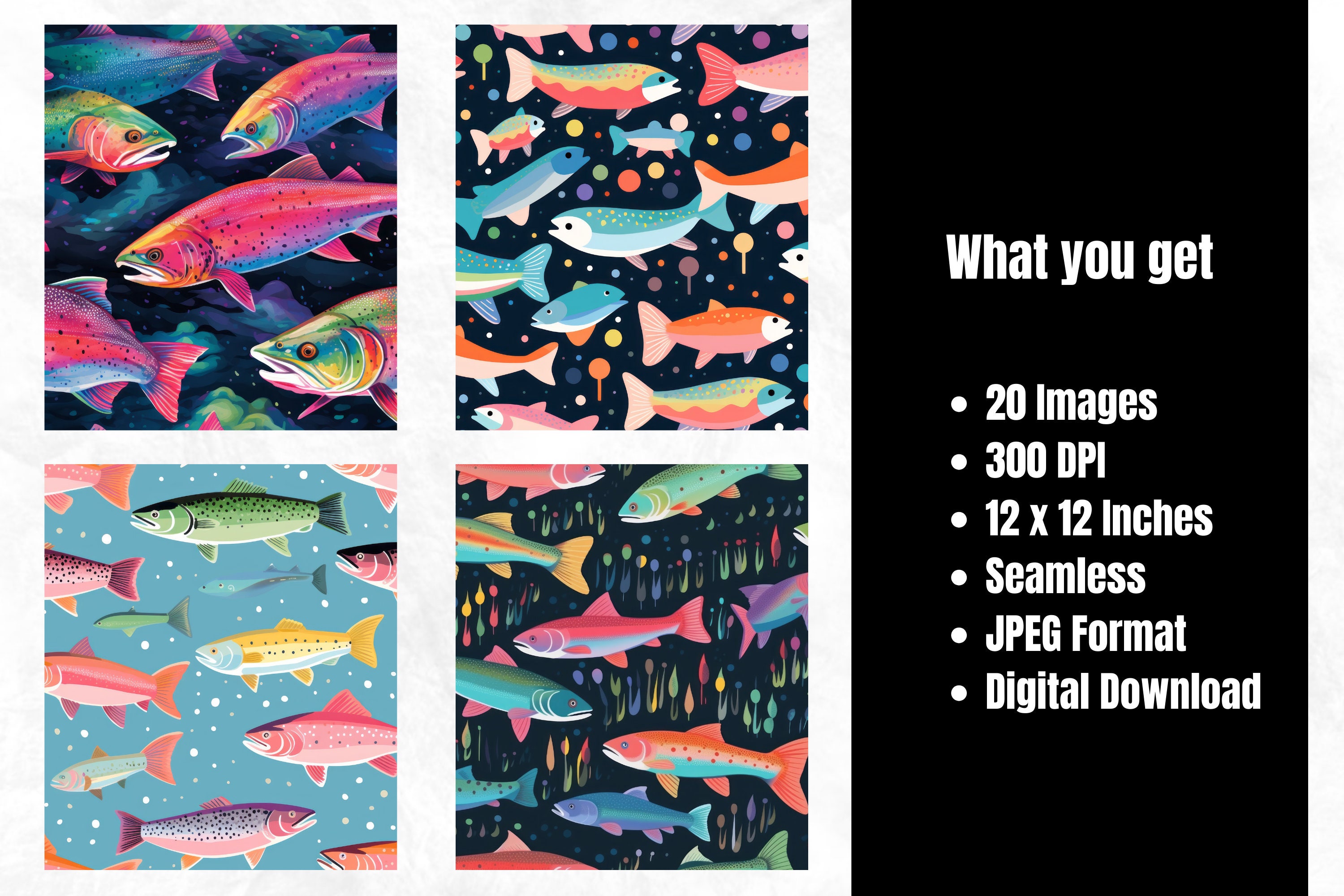 Trout Fishing Digital Paper Pack Set of 20 High-quality, Instant ...