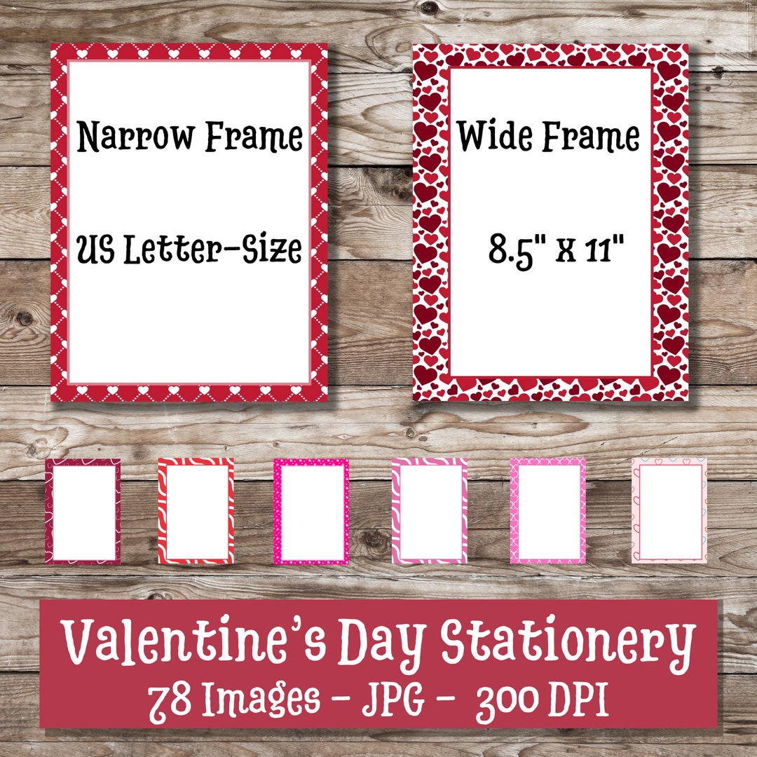 Valentine's Day Stationery Printable Valentine Letter Paper, 78 Designs ...