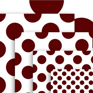 Burgundy Bliss Polka Dot Seamless Digital Paper, 12"x12", 16 Papers ...