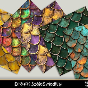 Dragon Scales Seamless Digital Paper, Dragon Scales Bundle Medley ...