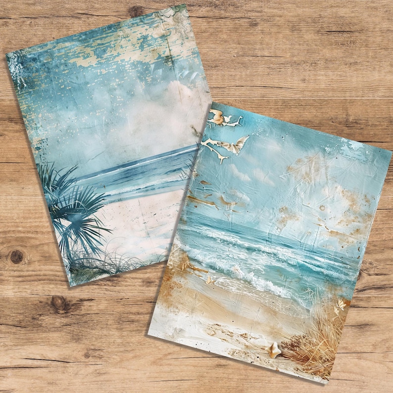Ocean Junk Journal Pages, Full and Half Papers, Beach Shabby Chic ...