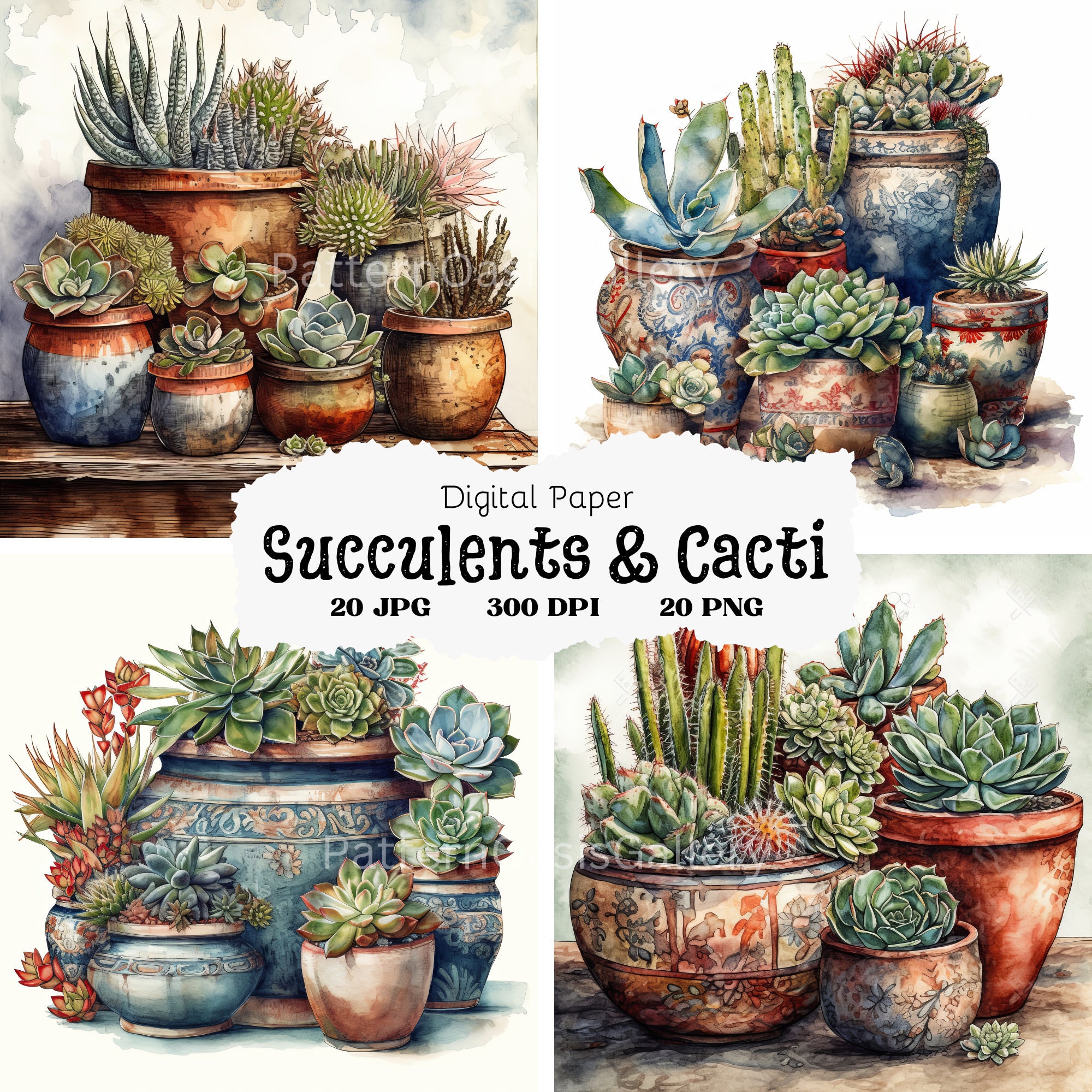20 Designs of Succulents and Cacti Clipart, Watercolor Cactus, Cactus ...