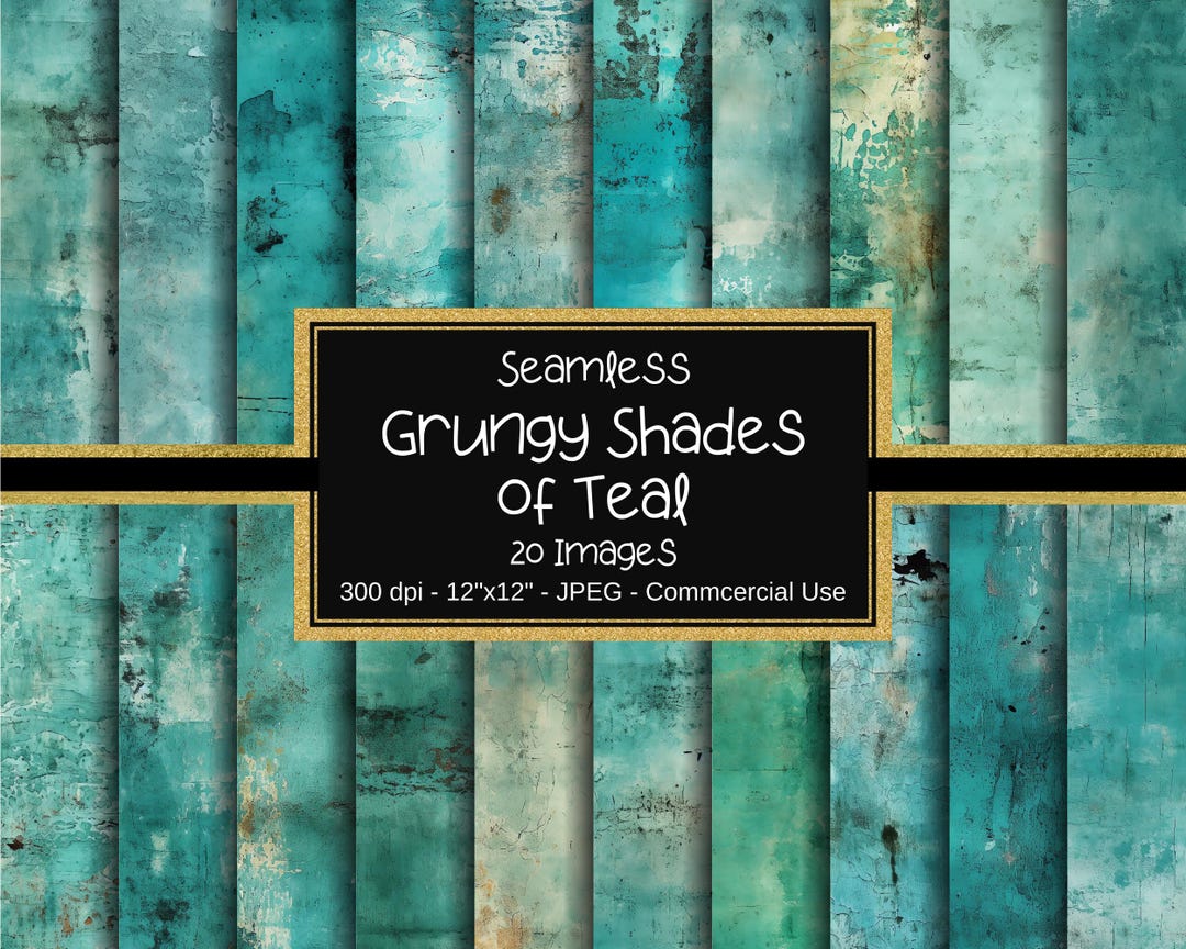 Seamless Grungy Shades of Teal, Digital Paper, Distressed Textures ...