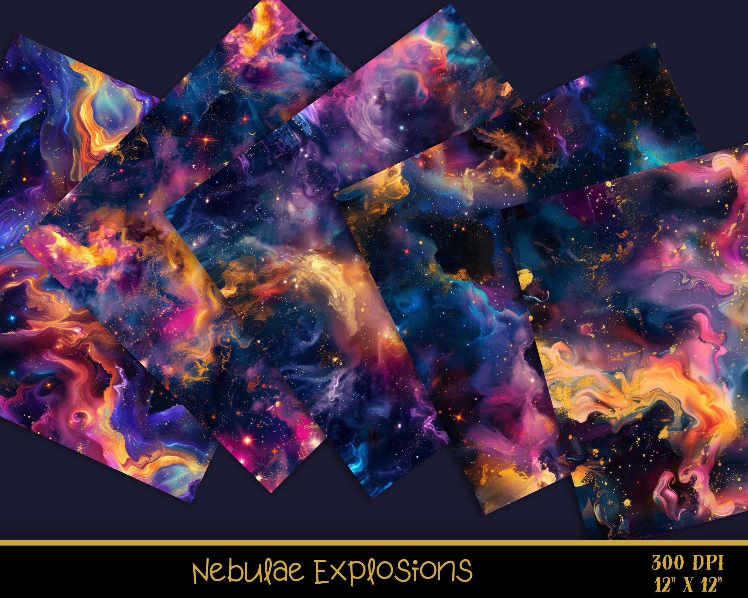 Nebulae Seamless Digital Paper, Galaxy Nebula and Star Background, 20 ...