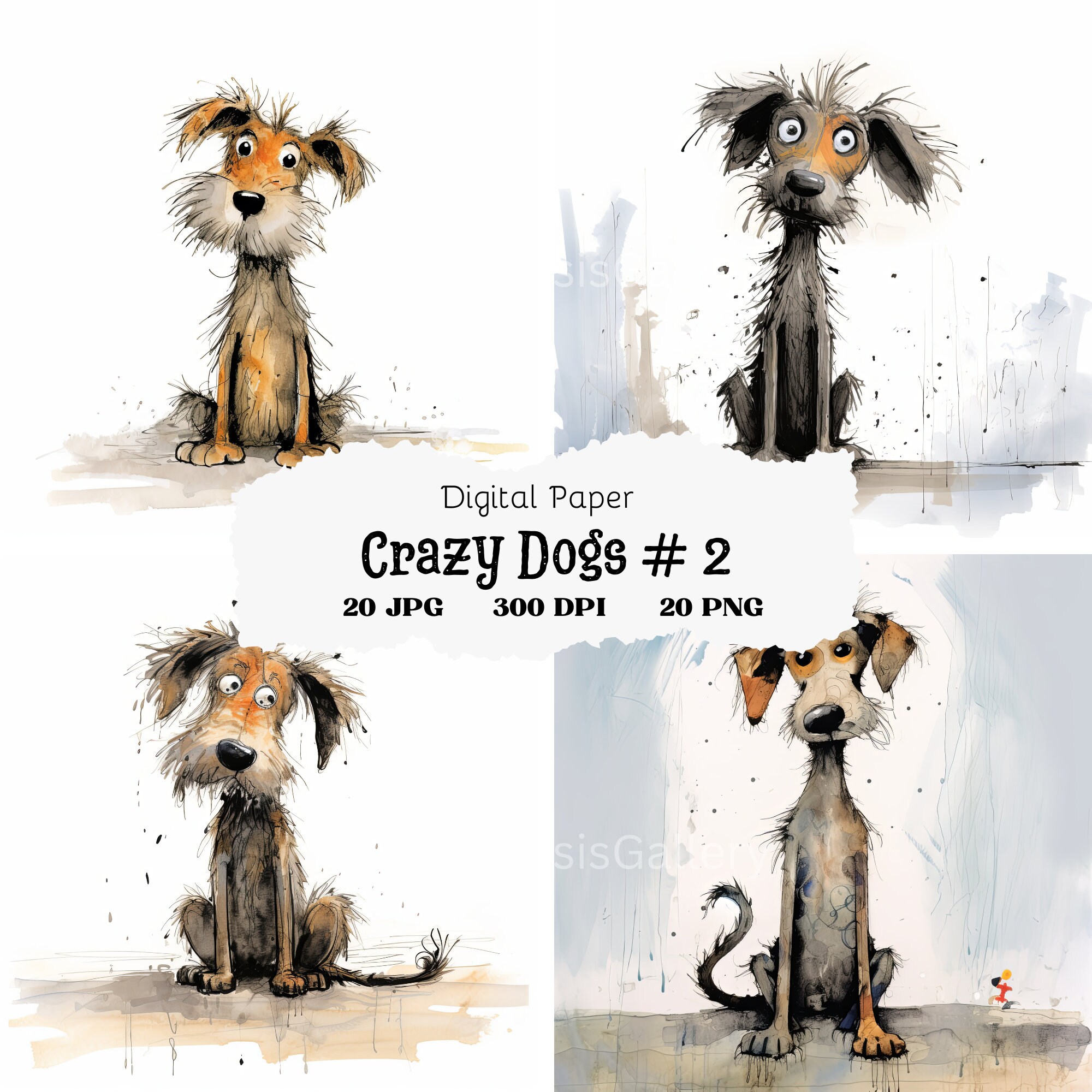 20 Crazy Dogs Clipart Vol. 2, Dog Clipart, Funny Quirky Crazy Dog ...