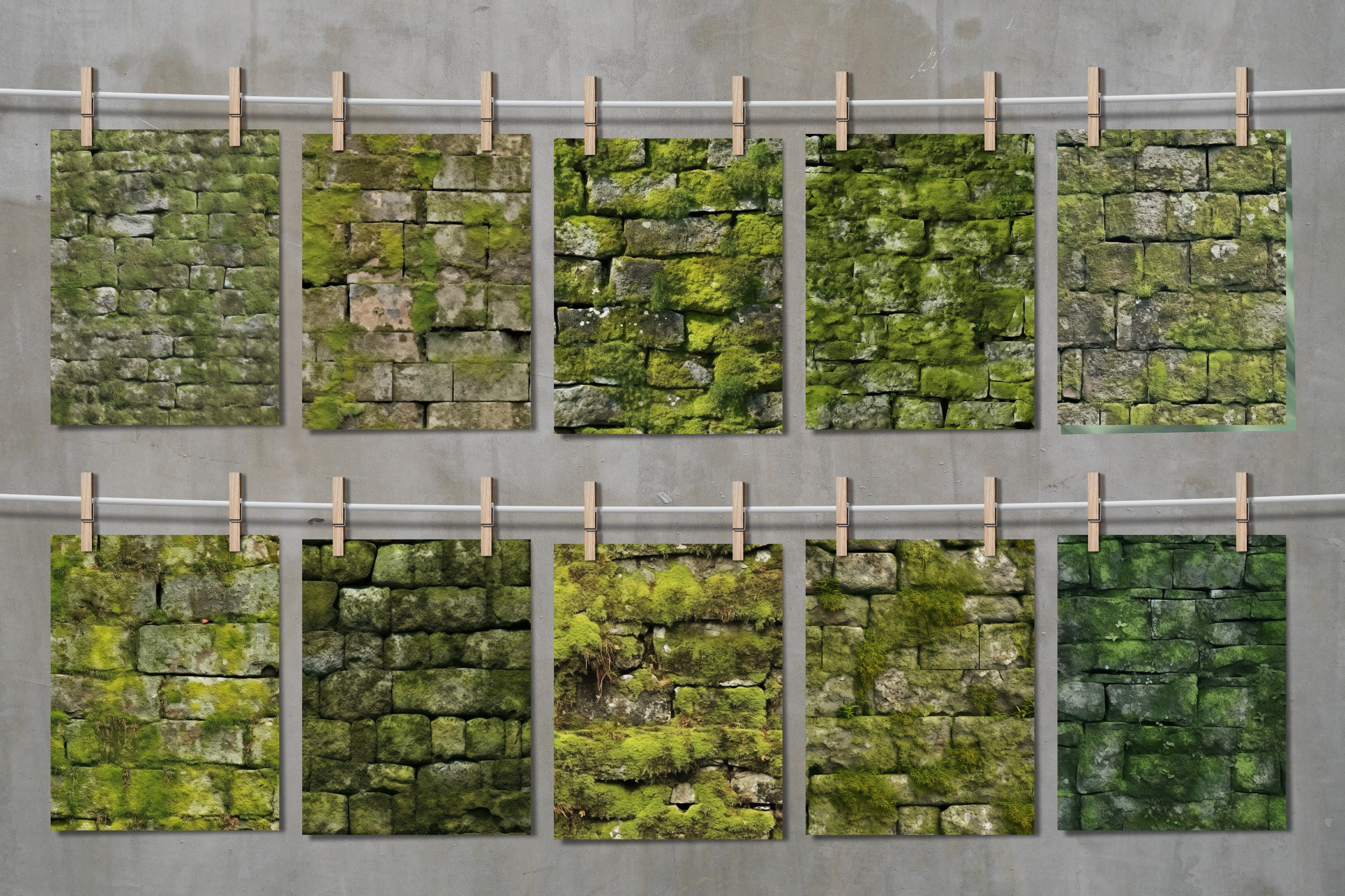 20 Mossy Stone Walls Seamless Patterns Instant Download, Commercial Use ...