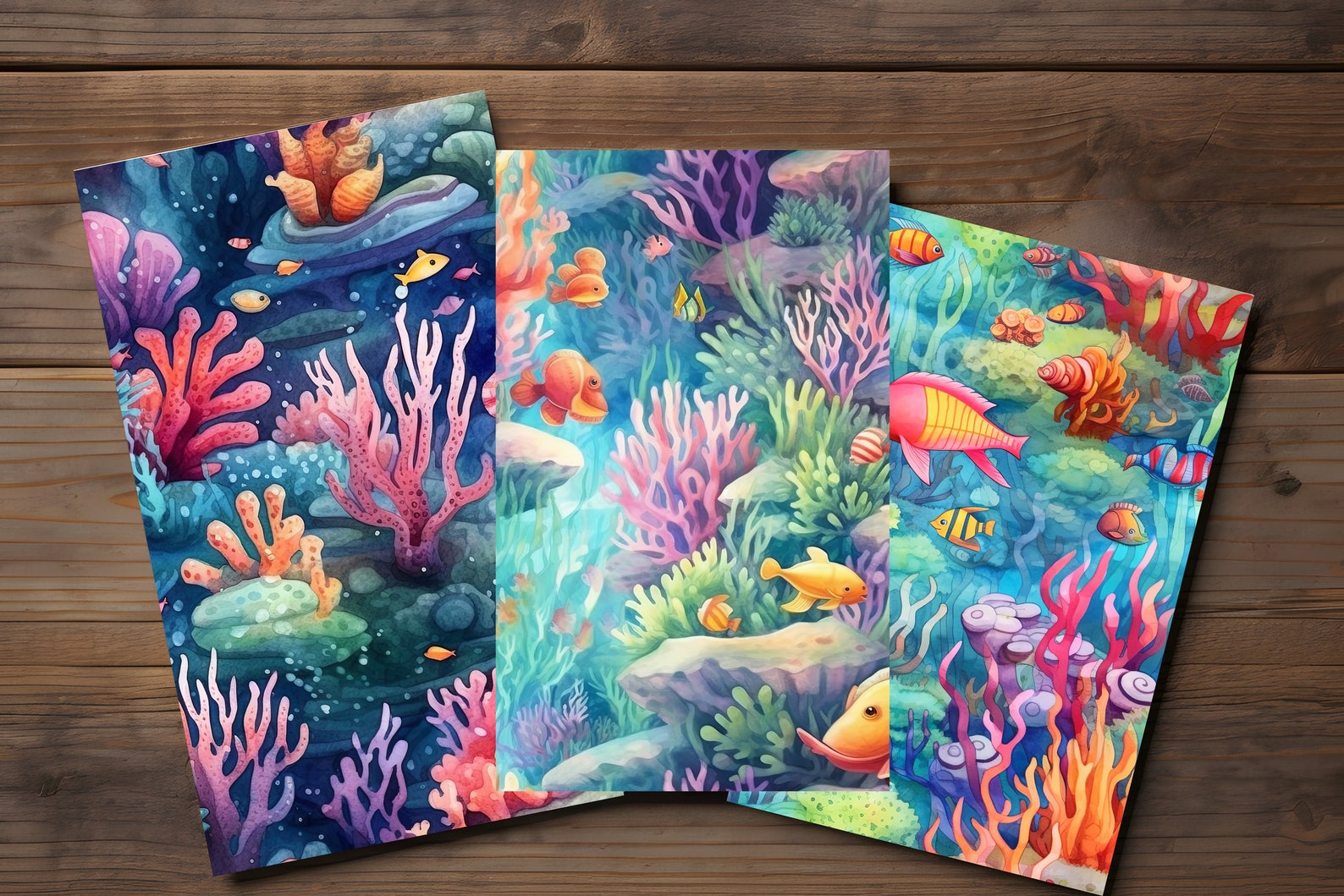 Underwater World Digital Paper, Under the Sea Background, Nature Ocean ...