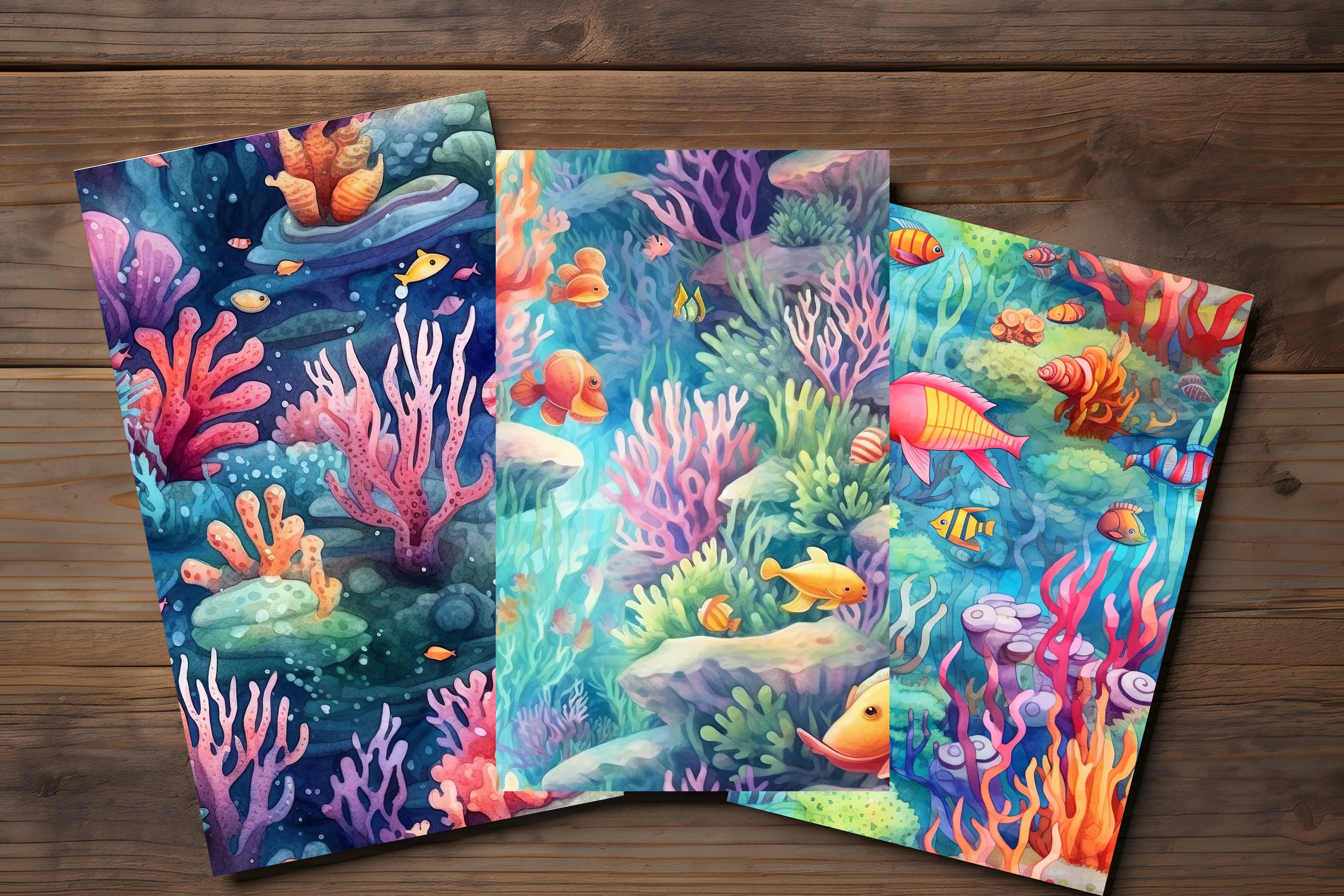 Underwater World Digital Paper, Under the Sea Background, Nature Ocean ...
