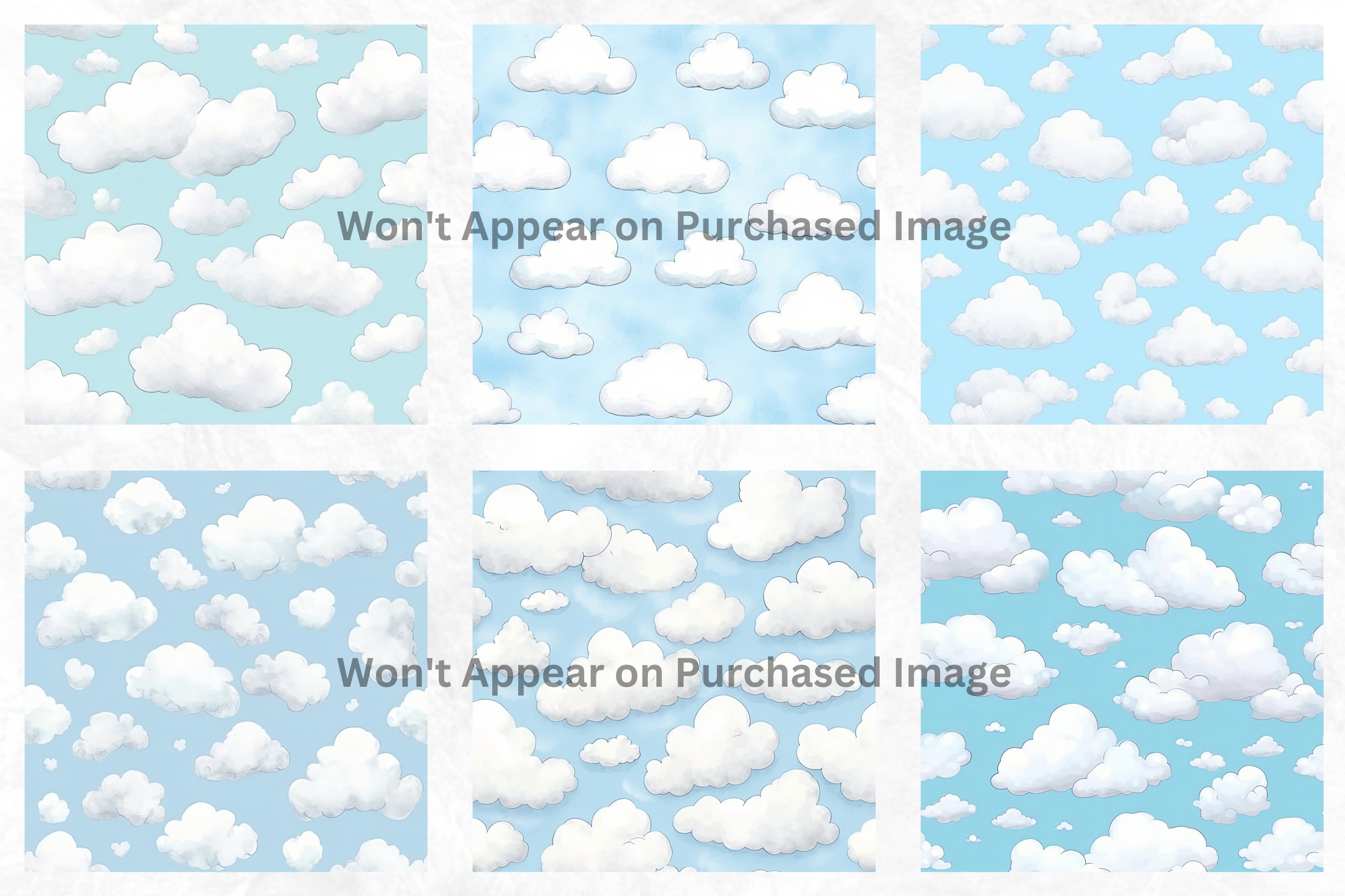 Watercolor Cloudy Skies Digital Paper Instant Download, Scrapbook Paper ...