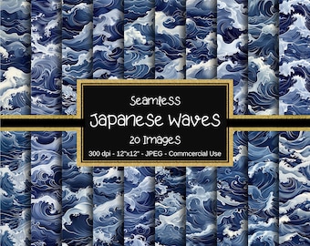 Japanese Waves Seamless Digital Pattern - Etsy