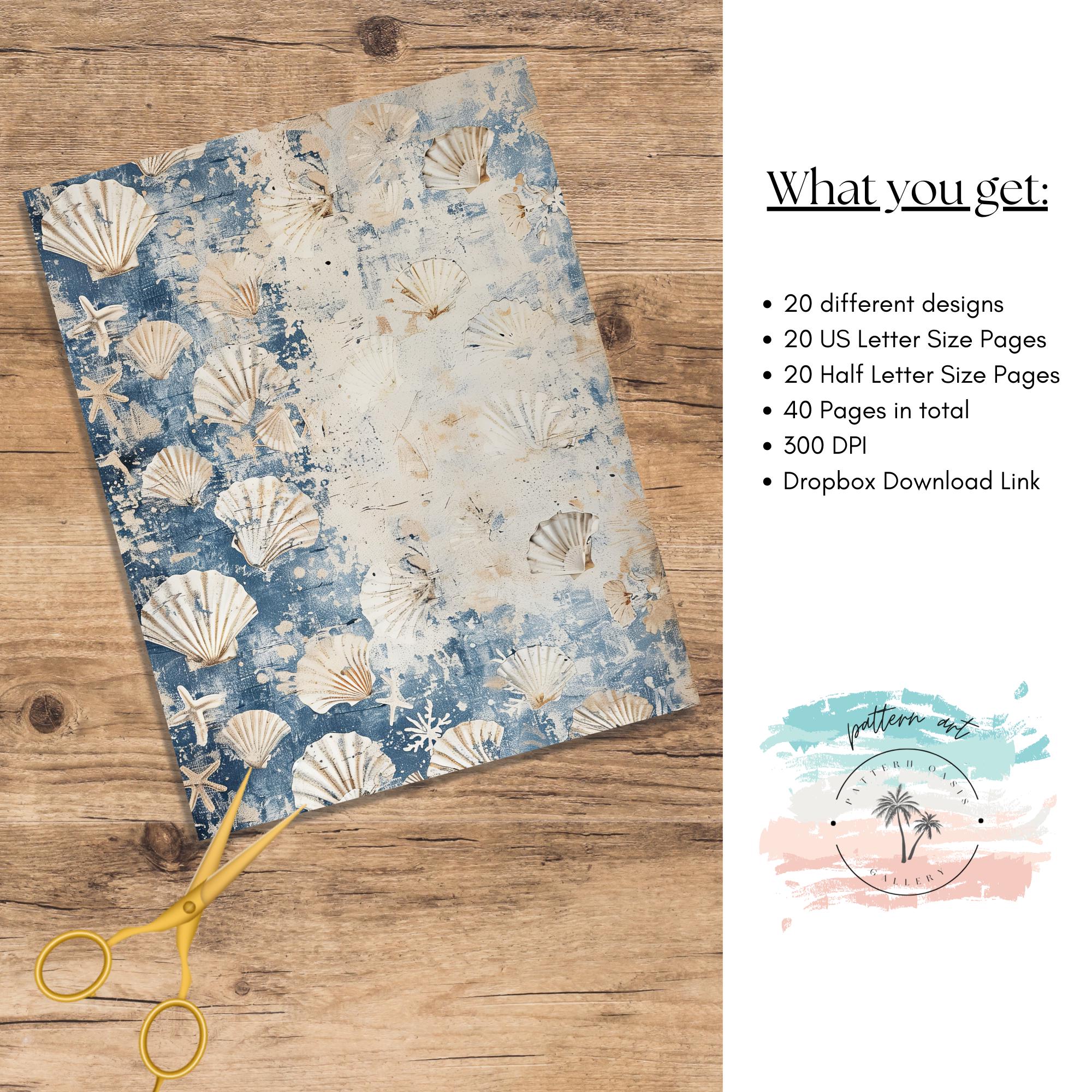 Ocean Junk Journal Pages, Full and Half Papers, Beach Shabby Chic ...