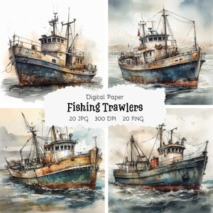 20 High Quality Designs of Fishing Trawlers Clip Art, Jpgs, Journaling ...