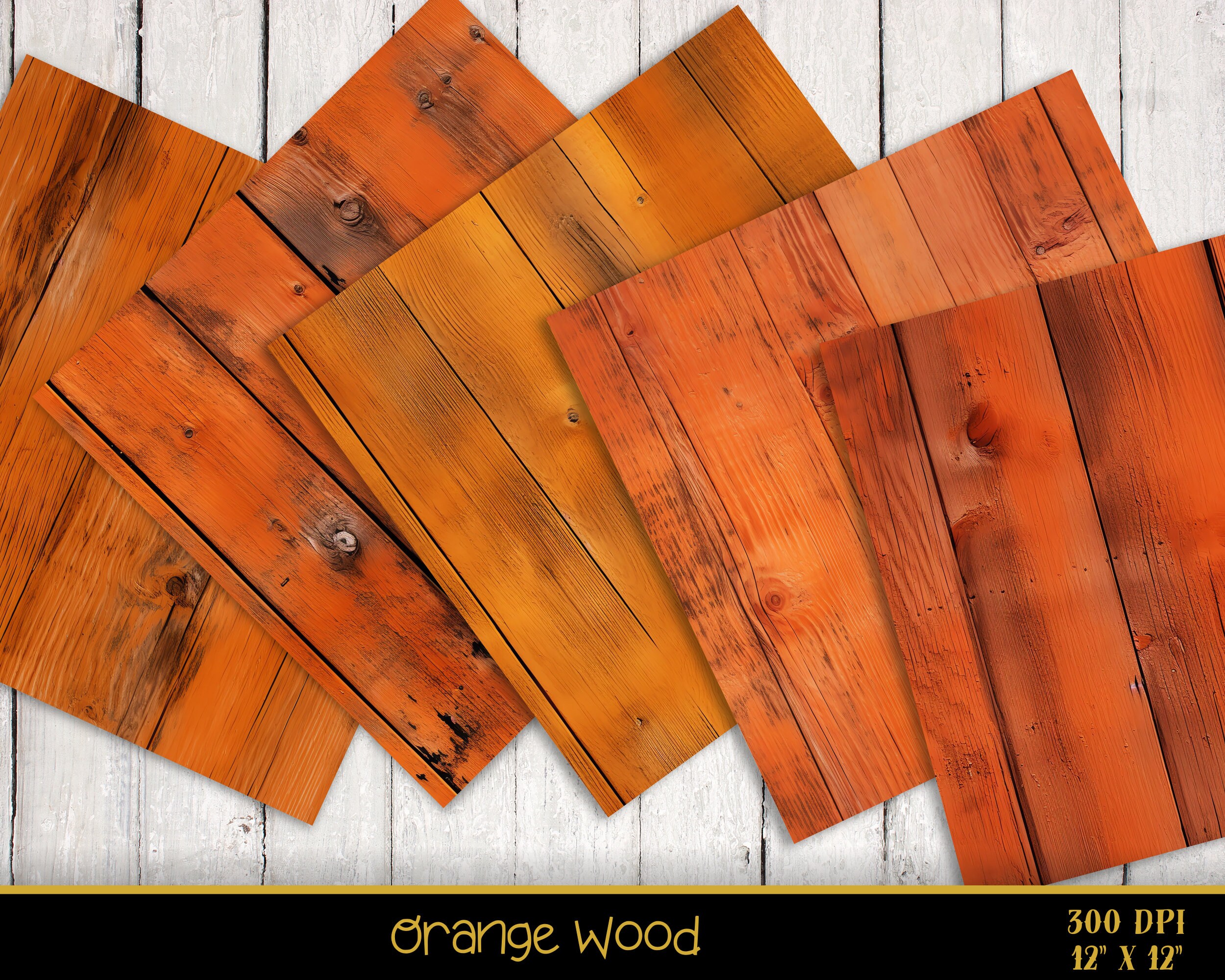 Orange Wood Textures Digital Paper, Seamless Rustic Wood Digital Paper ...