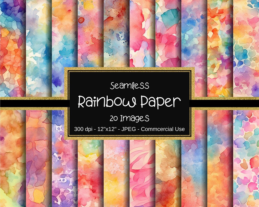 Rainbow Paper Seamless Patterns, Rainbow Texture Digital Paper ...