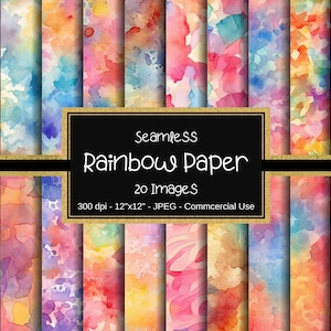 Rainbow Paper Seamless Patterns, Rainbow Texture Digital Paper ...