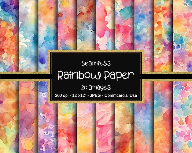 Rainbow Paper Seamless Patterns, Rainbow Texture Digital Paper ...
