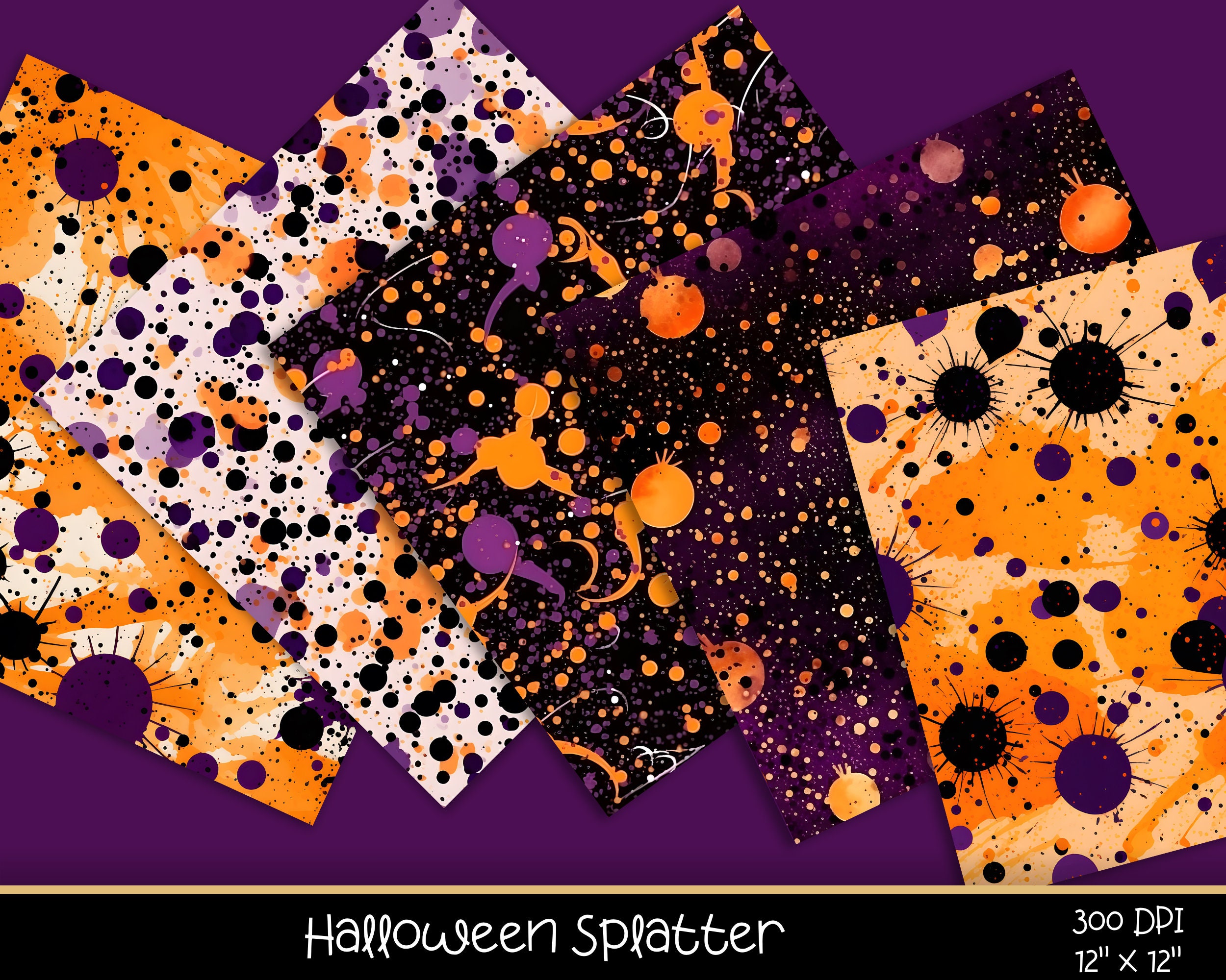 Halloween Splatter Abstract Digital Papers - 20 Seamless Patterns ...