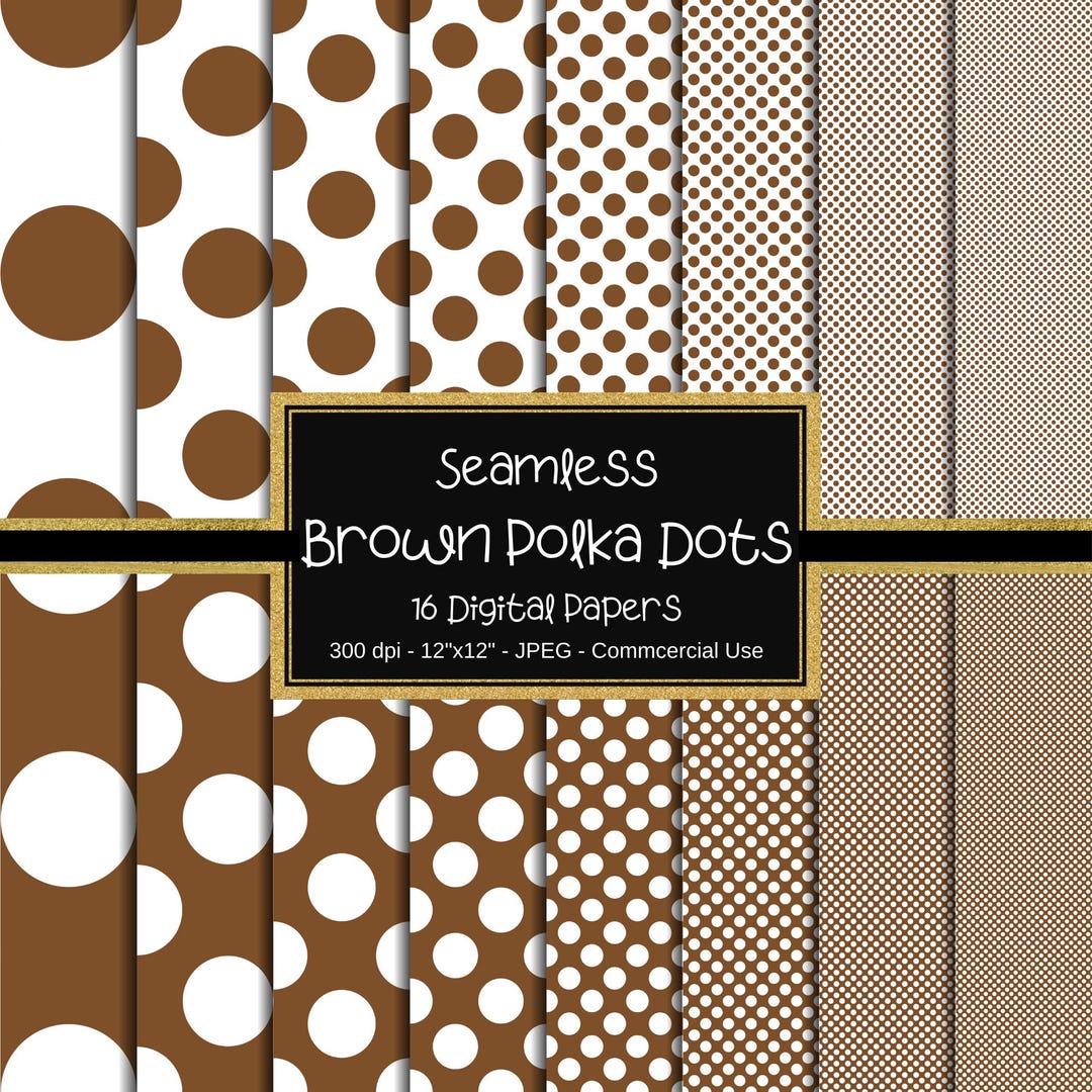 Brown Polka Dot Seamless Digital Paper, 12"x12", 16 Papers, Small Polka ...