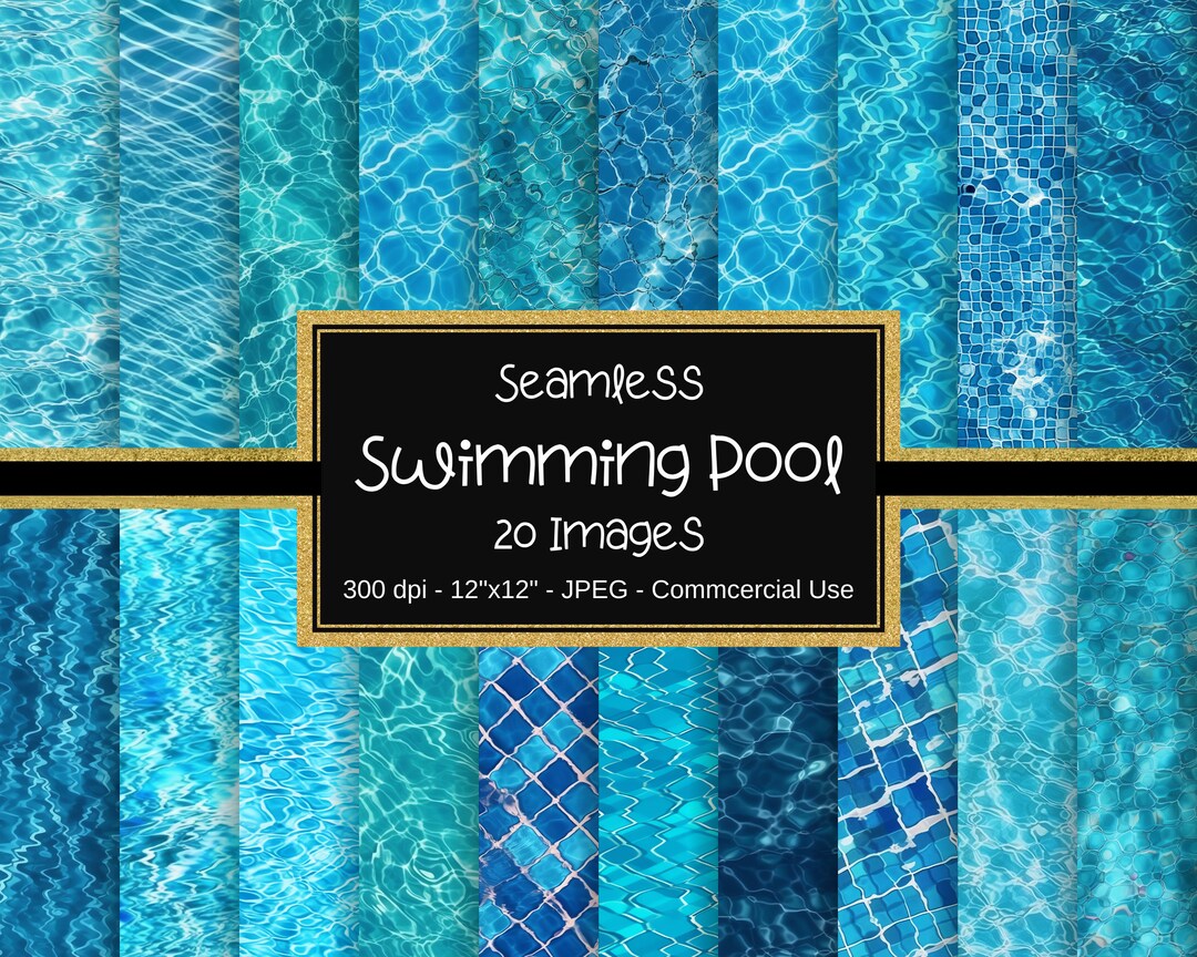 Swimming Pool Seamless Digital Paper, 20 Designs, 12"x12", Scrapbooking ...
