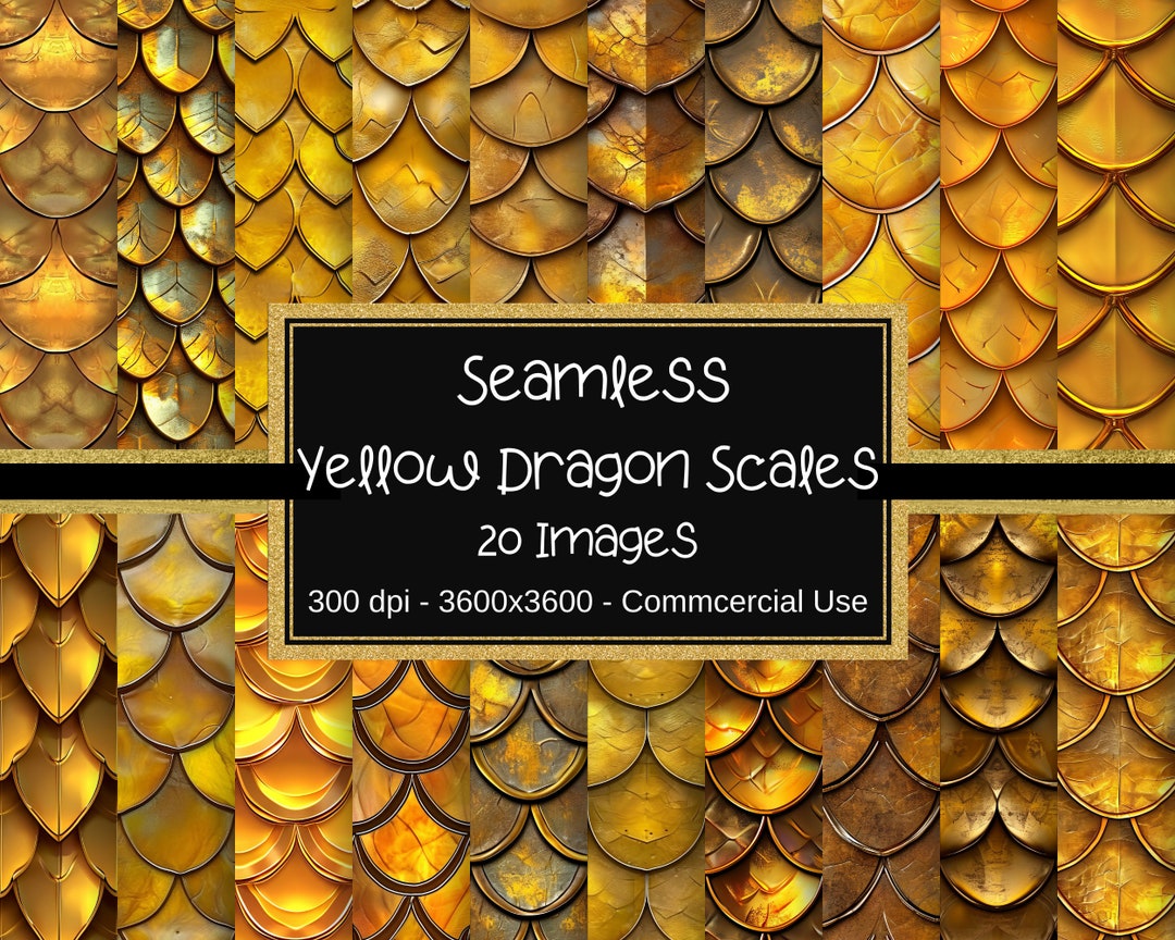 Dragon Scales Seamless Digital Paper, Yellow Bronze Dragon Scales ...