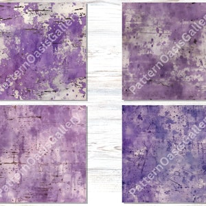Seamless Grungy Shades of Purple Digital Paper, Distressed Textures ...