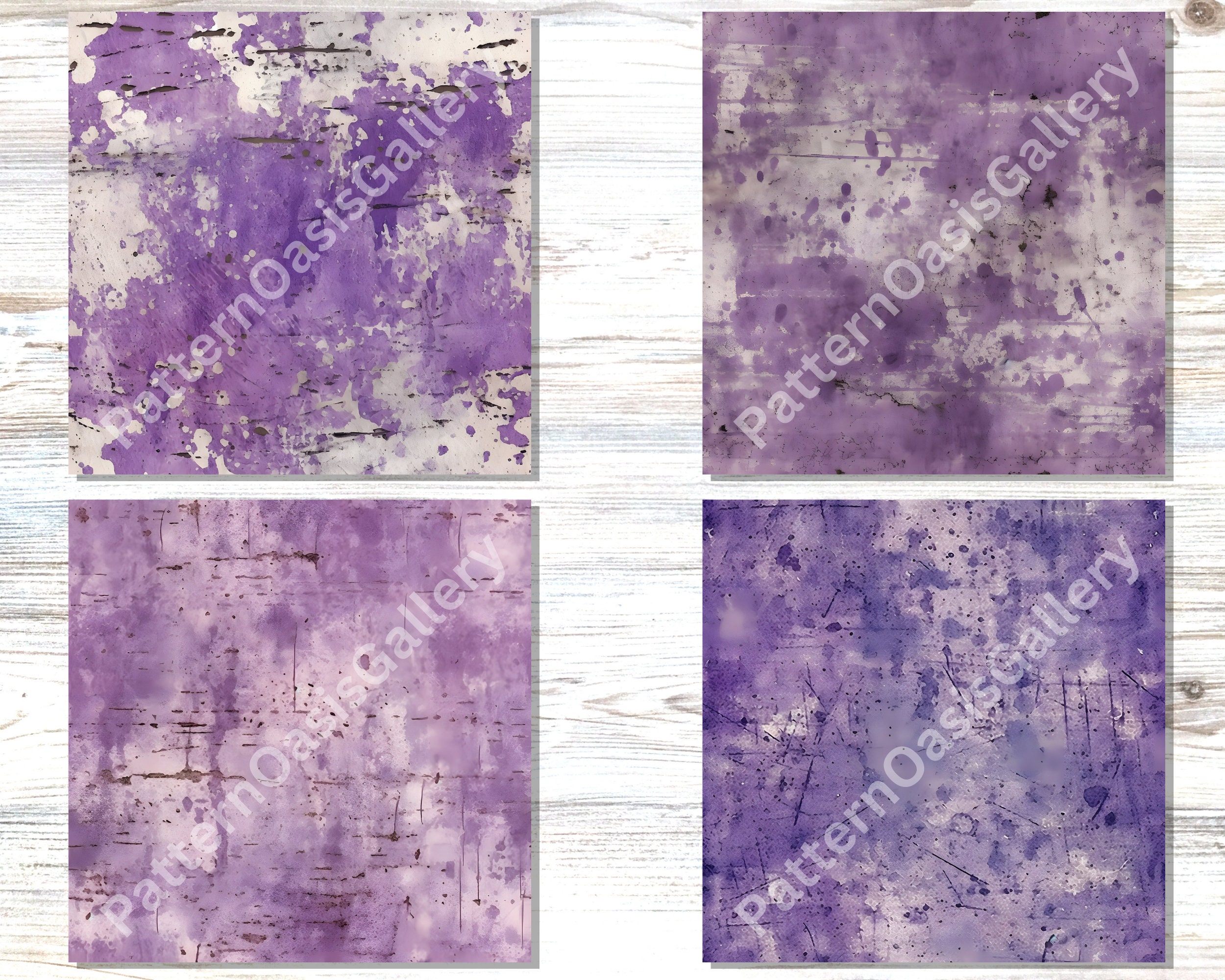 Seamless Grungy Shades of Purple Digital Paper, Distressed Textures ...