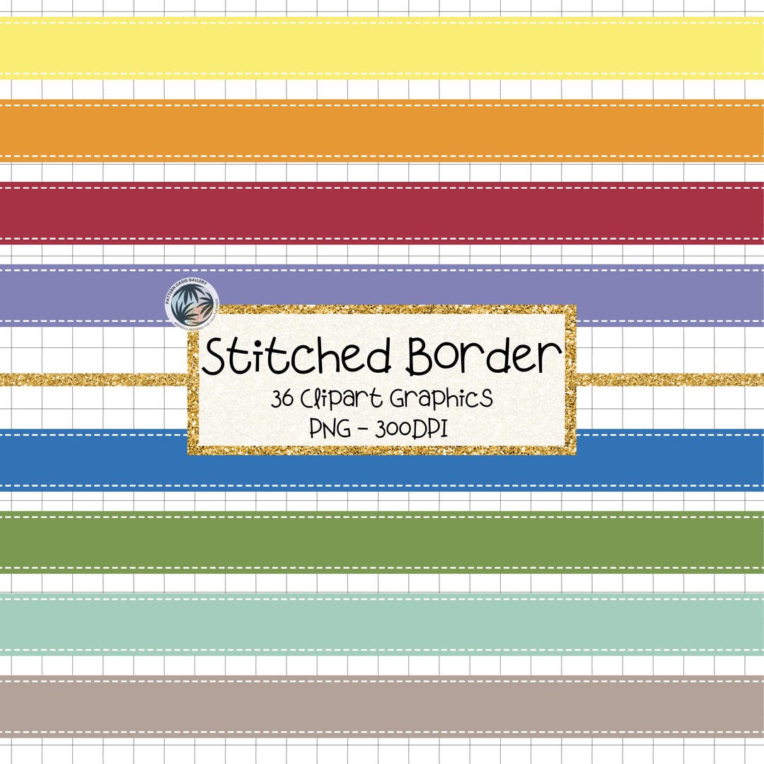 Stitched Borders Transparent Clipart, Rainbow Colors, Rectangle Border ...