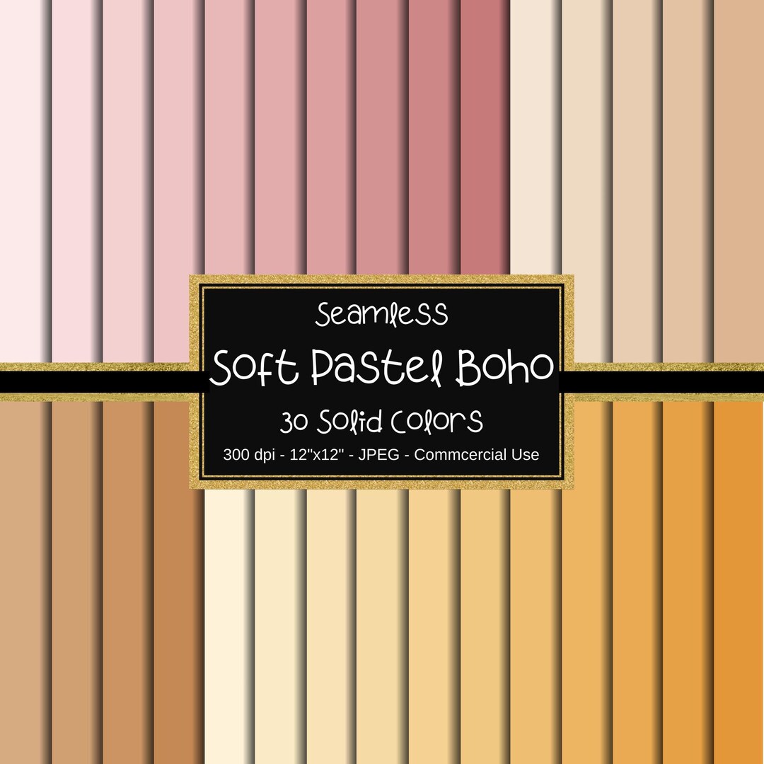 Pastel Boho Digital Paper Pack, Solid Color Backgrounds (digital ...