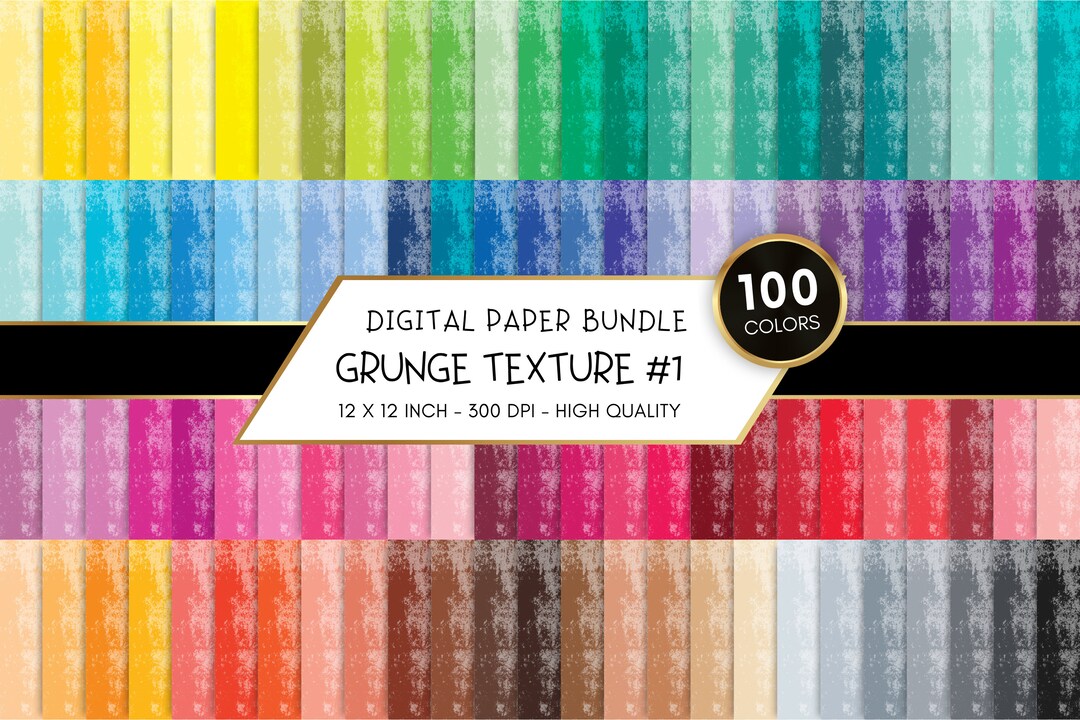 100 Colors Grunge Distressed Digital Paper, Vintage Texture, Shabby ...