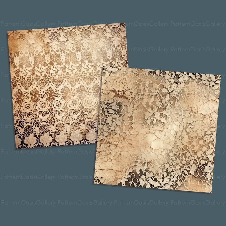 Antique Lace Digital Papers, Distressed Vintage Ephemera, Lace Page ...