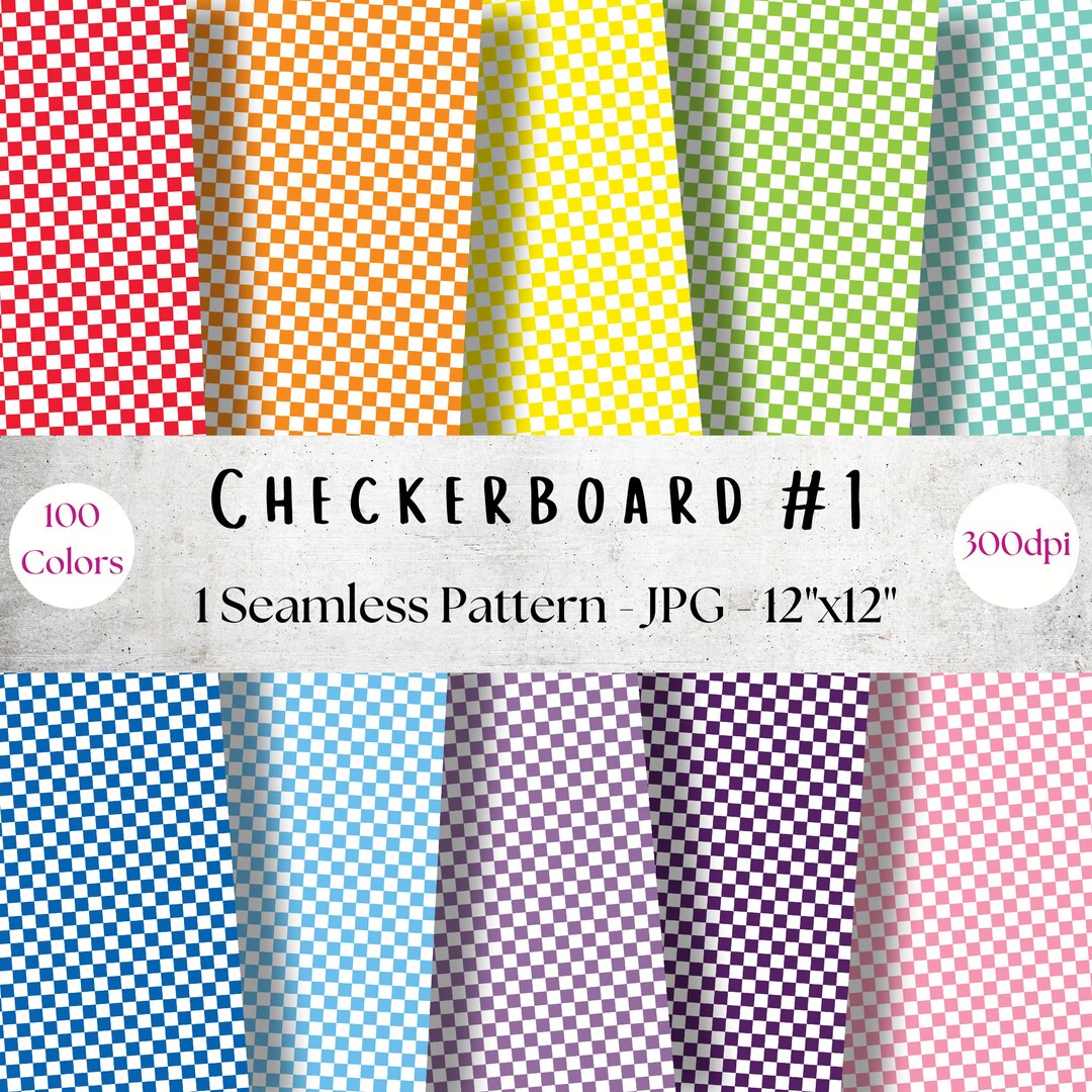 100 Seamless Checkerboard Digital Paper, 100 Colors, Checker Grid ...