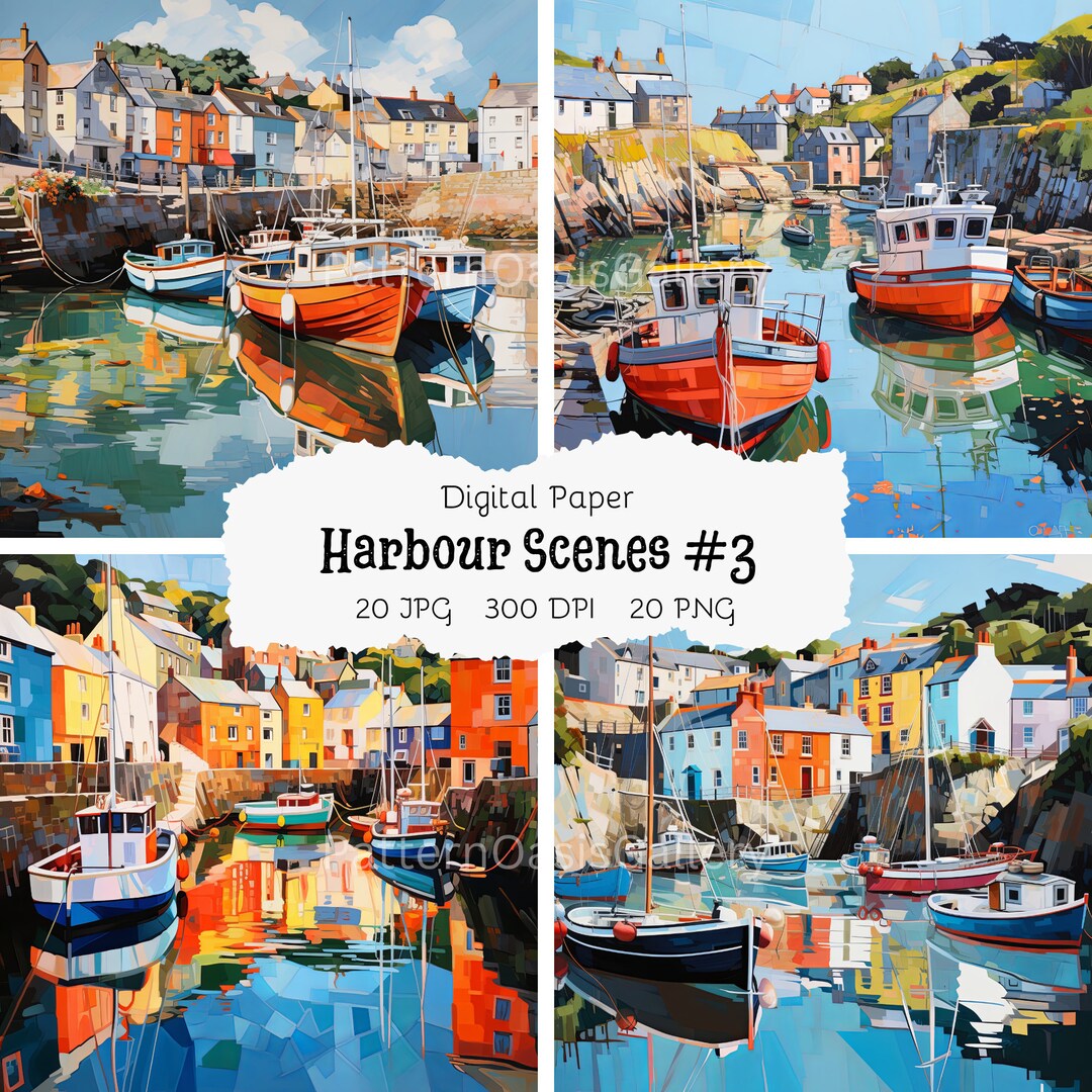 Harbour Scenes Images, 20 High Quality Designs, Jpgs, Wall Art, Digital ...