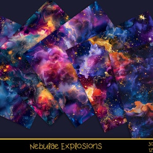 Nebulae Seamless Digital Paper, Galaxy Nebula and Star Background, 20 ...