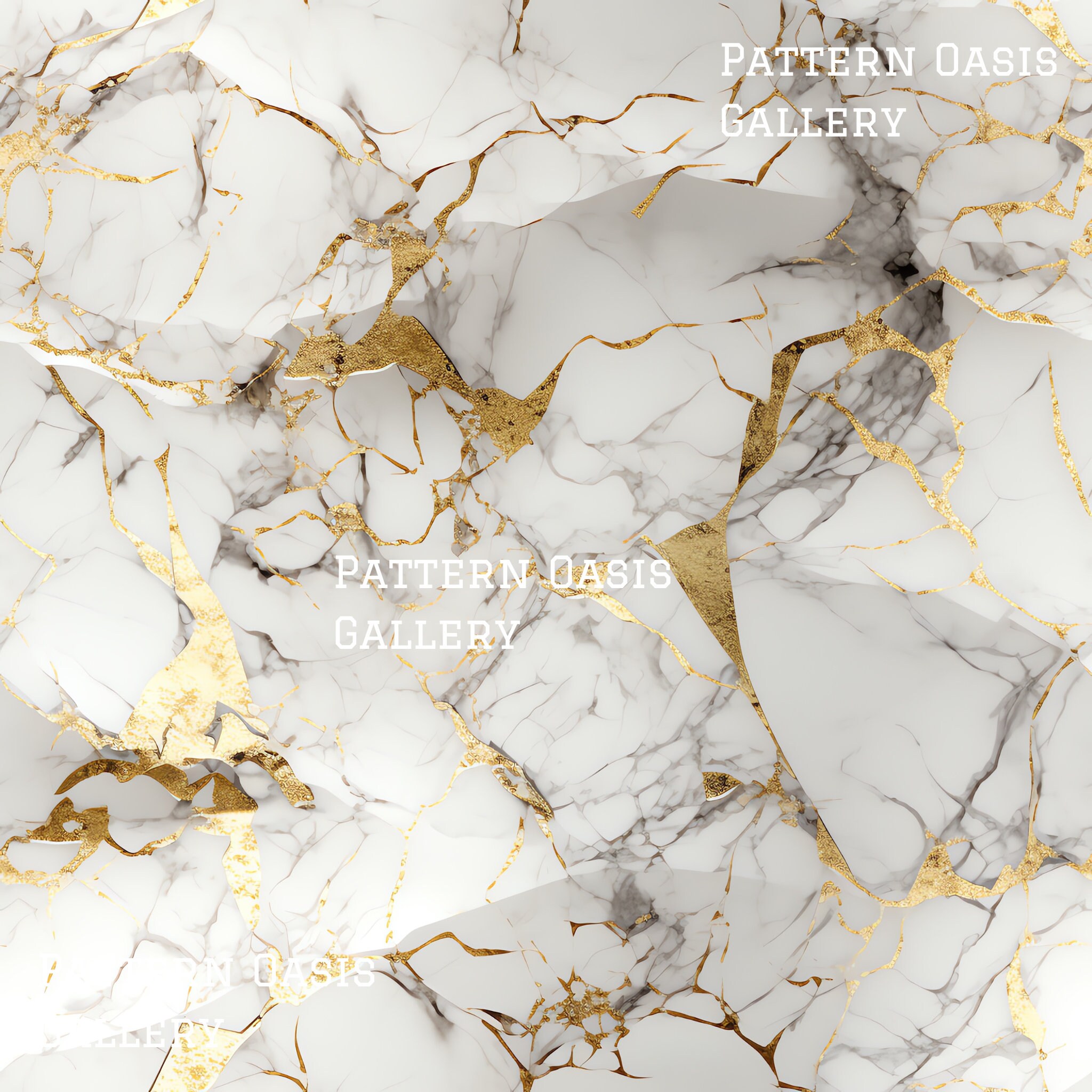 White and Gold Marble Seamless Digital Paper, White Marble Textures ...