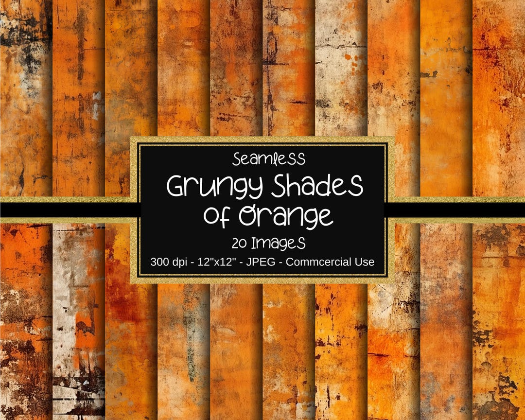 Seamless Grungy Orange, Digital Paper, Distressed Textures, Grunge ...