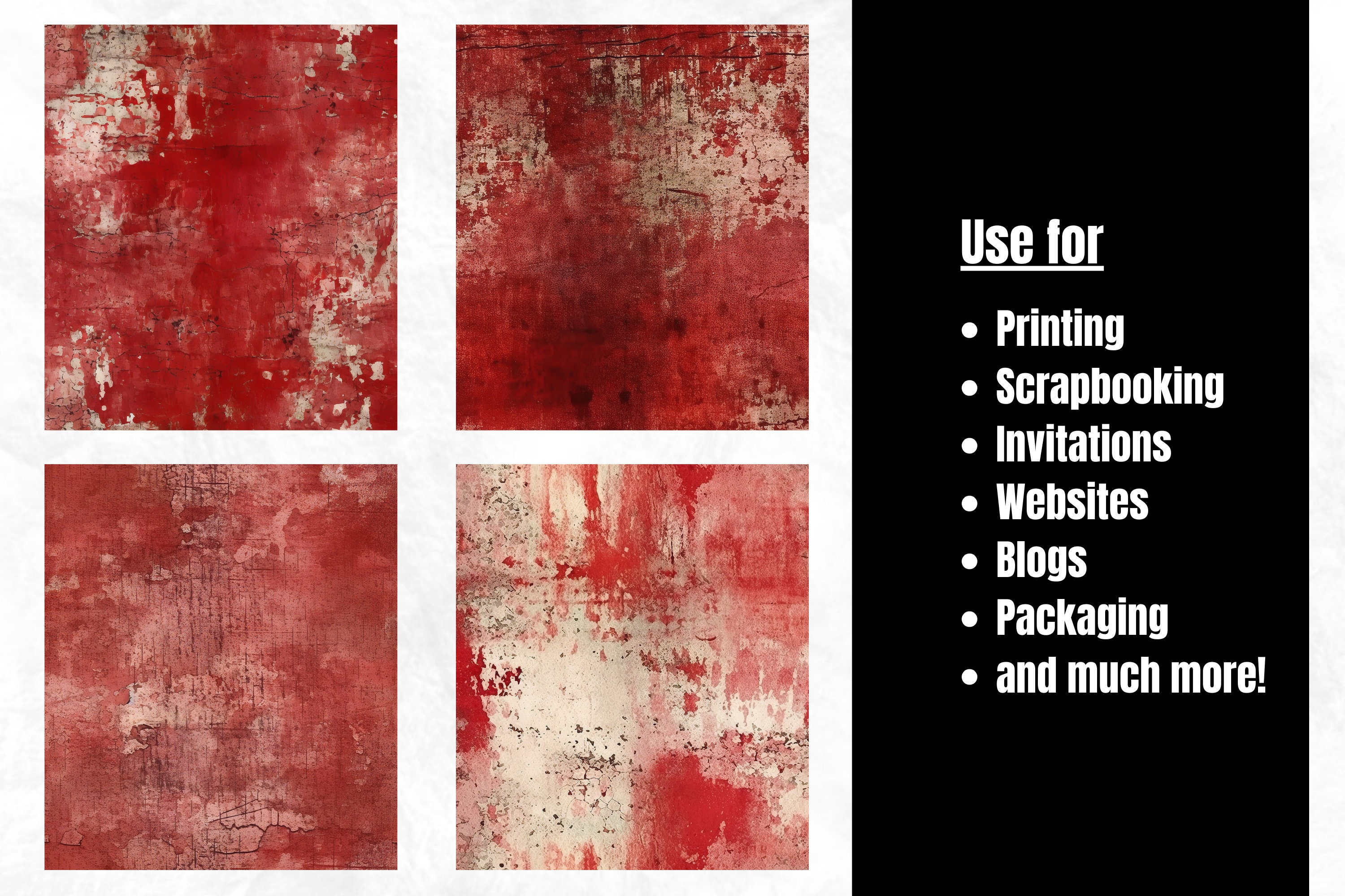 Seamless Grungy Shades of Red, Digital Paper, Distressed Textures ...