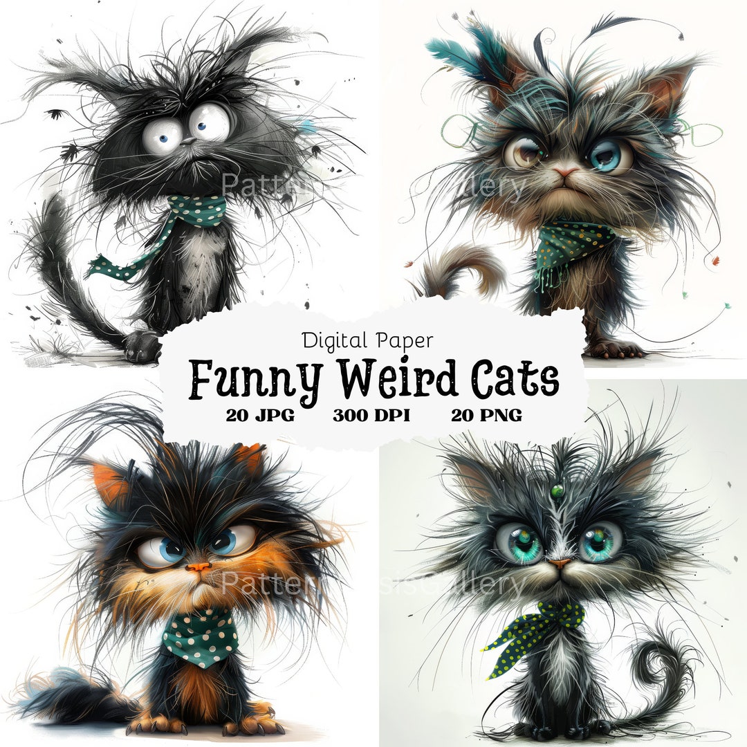 20 Quirky Cat Clip Art, Funny Cat Images, Cat Clipart, Printable ...