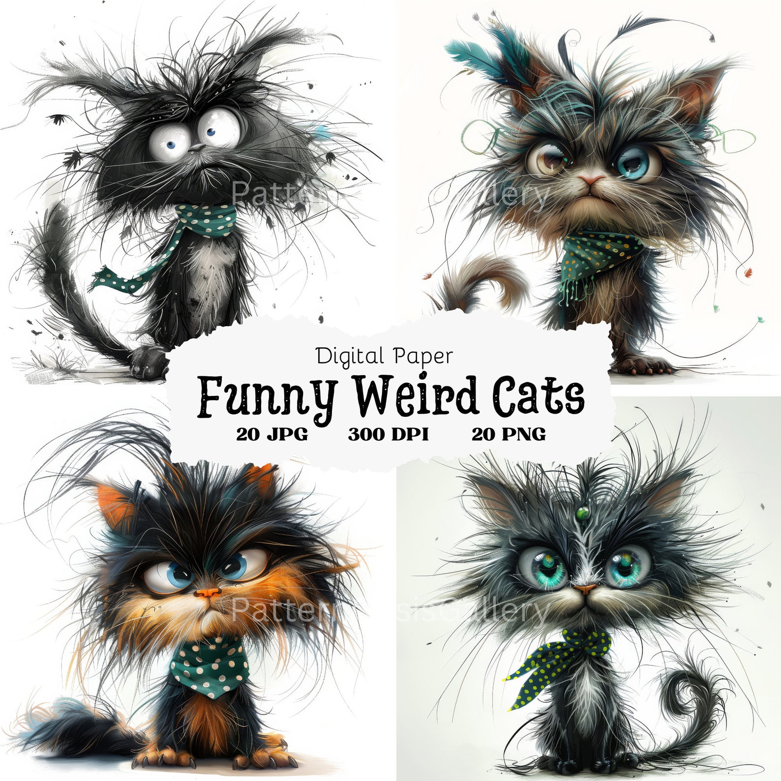 20 Quirky Cat Clip Art, Funny Cat Images, Cat Clipart, Printable ...