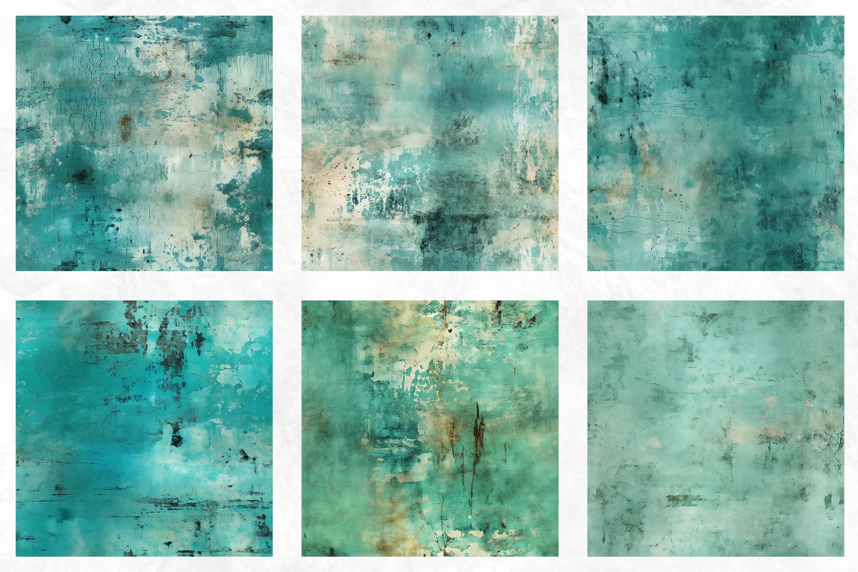 Seamless Grungy Shades of Teal, Digital Paper, Distressed Textures ...