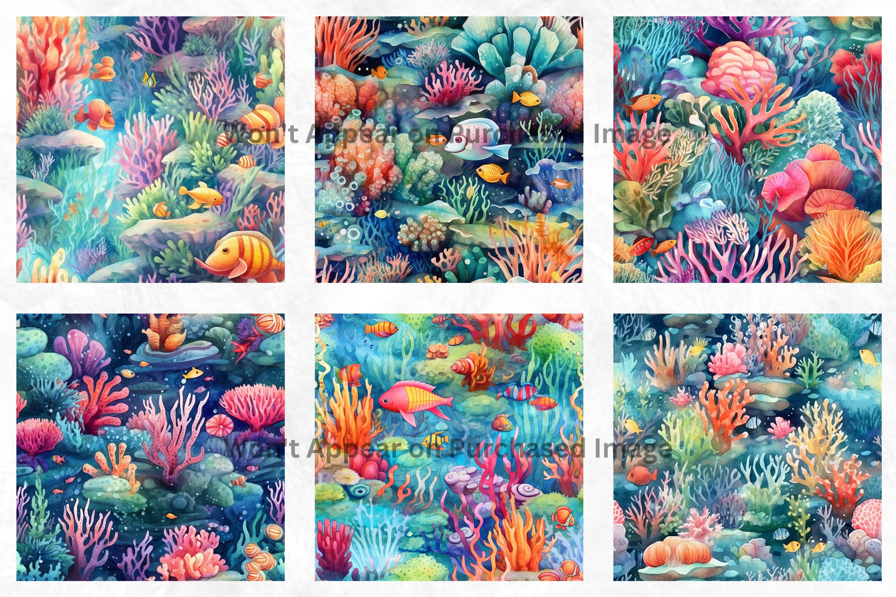 Underwater World Digital Paper, Under the Sea Background, Nature Ocean ...