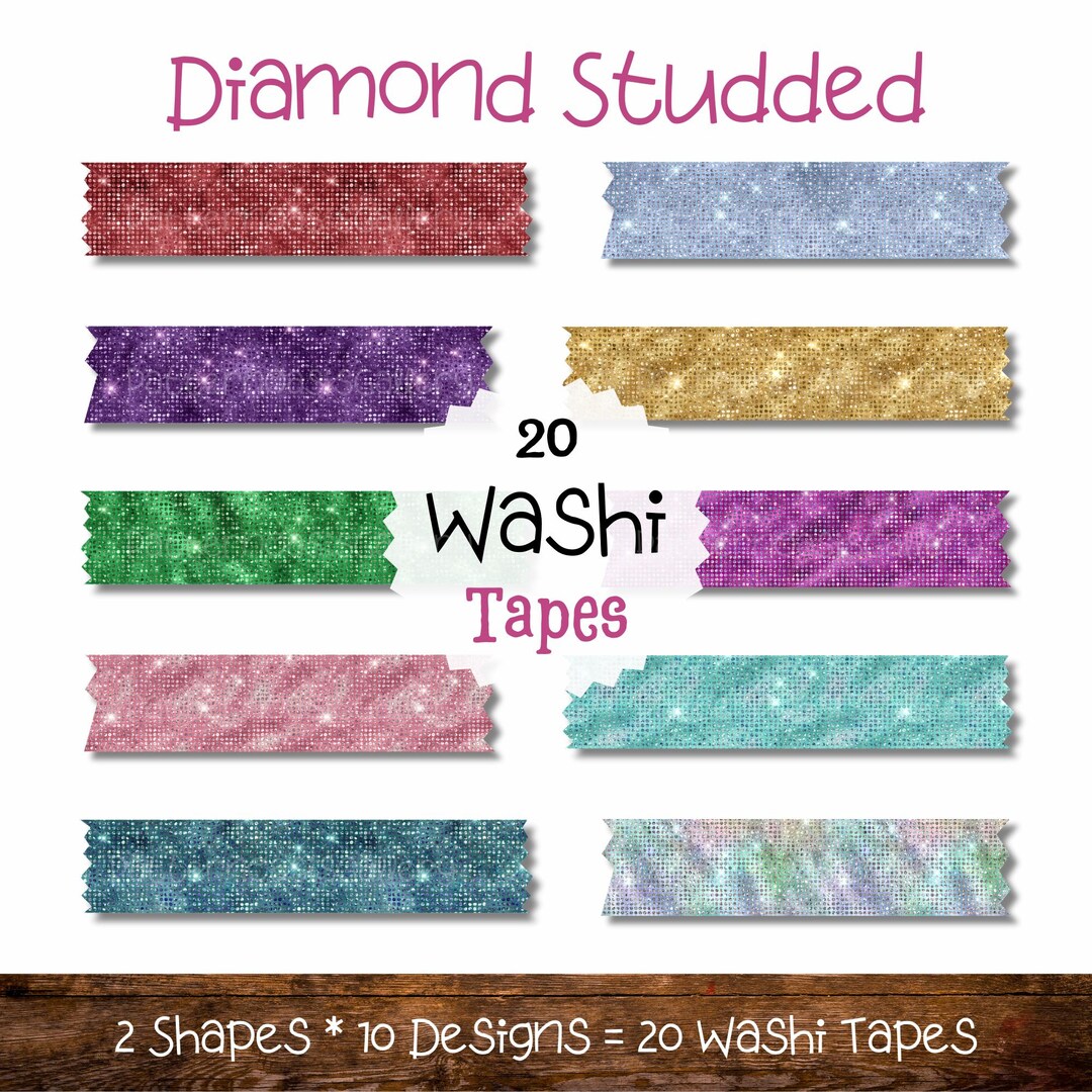 Digital Washi Tape Clipart, Diamond Studded, Washi Tape for Digital ...