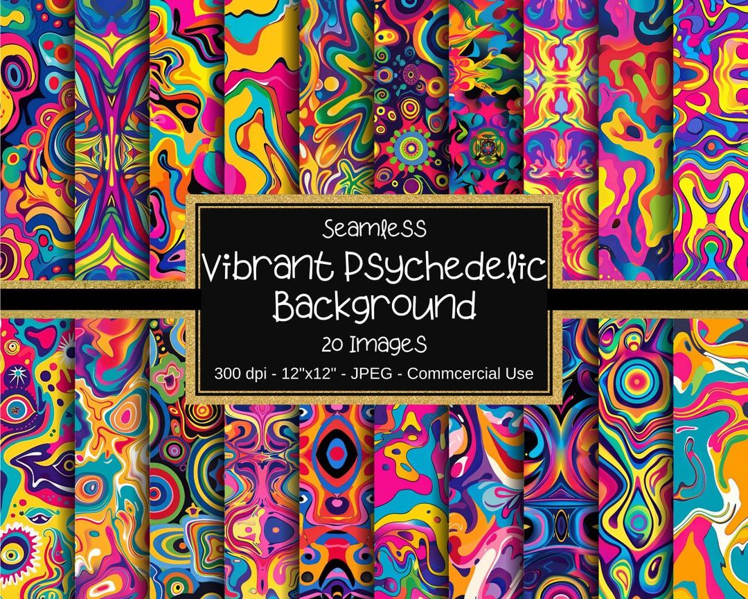Vibrant Psychedelic SEAMLESS Patterns, Colorful Abstract Psychedelic ...